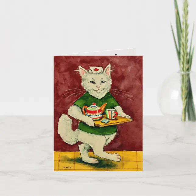 Nurse Cat Folded Note Card | Zazzle