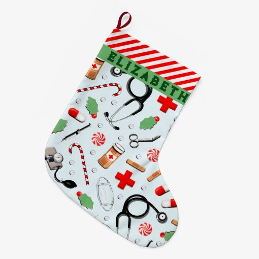 Nurse Christmas Collectible Large Christmas Stocking | Zazzle