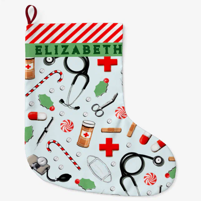 Nurse Christmas Collectible Large Christmas Stocking | Zazzle