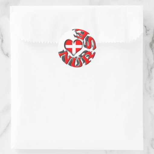 NURSE CIRCULAR LOGO WITH HEART AND CROSS SYMBOL CLASSIC ROUND STICKER ...