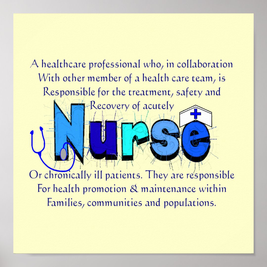 "Nurse" Definition Art--Ready for Framing Poster | Zazzle
