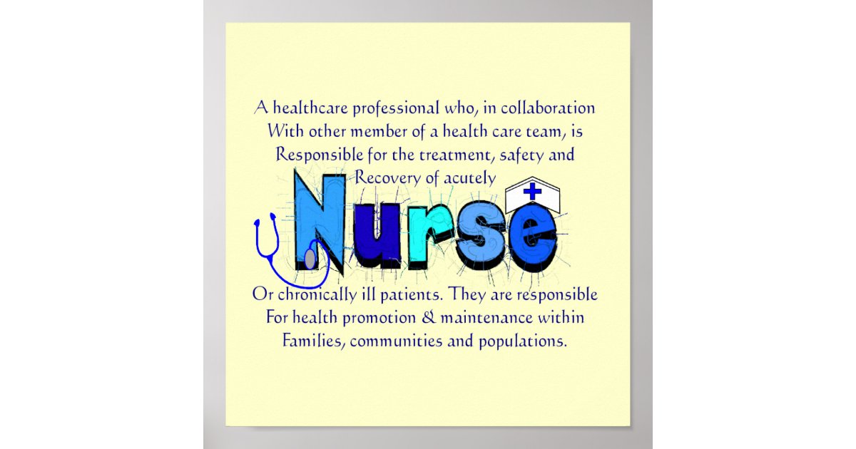 "Nurse" Definition Art--Ready for Framing Poster | Zazzle