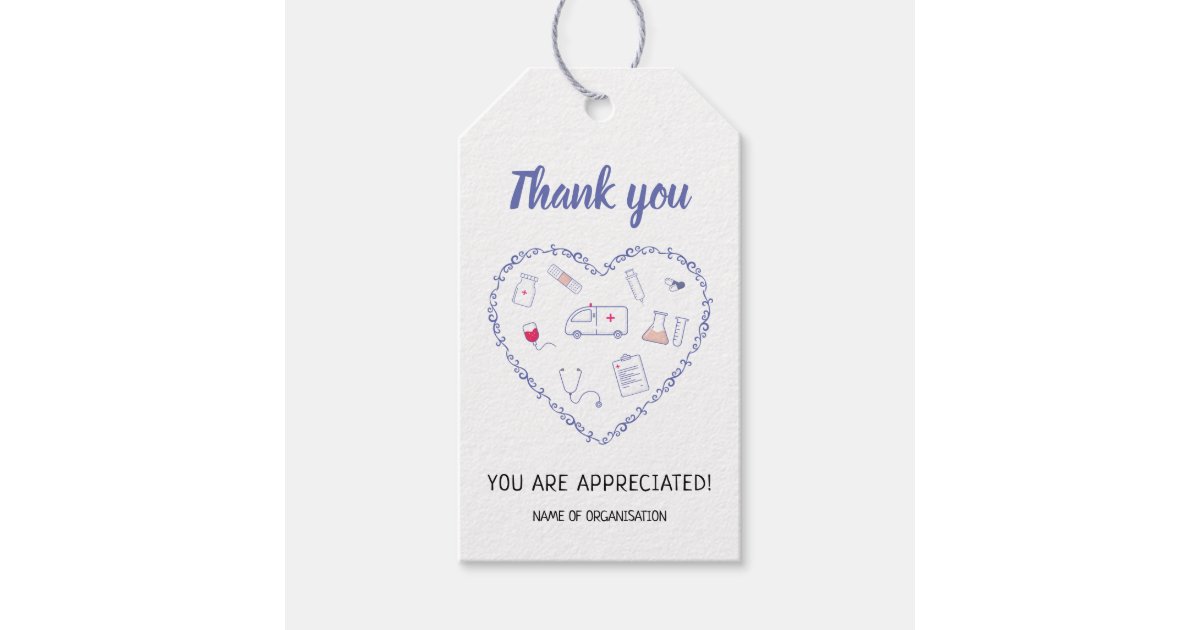 Nurse doctor Appreciation thank you essential work Gift Tags | Zazzle