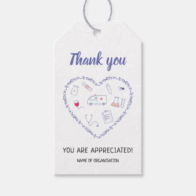 Nurse doctor Appreciation thank you essential work Gift Tags | Zazzle