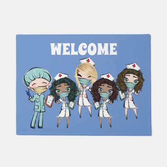 Nurse Doctor illustration welcome hospital clinic Doormat | Zazzle.com