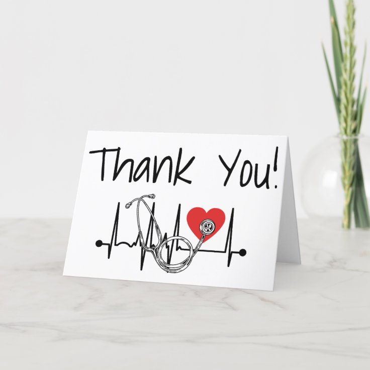 Nurse Doctor Medical Heart Stethoscope Nursing Thank You Card | Zazzle