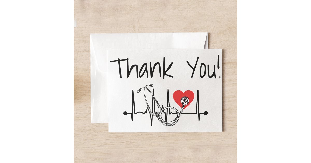 Nurse Doctor Medical Heart Stethoscope Nursing Thank You Card | Zazzle