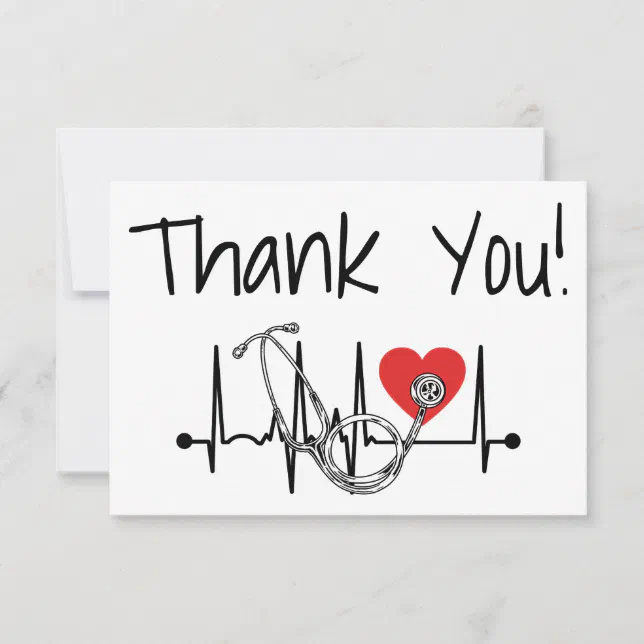 Nurse Doctor Medical Heart Stethoscope Nursing Thank You Card | Zazzle