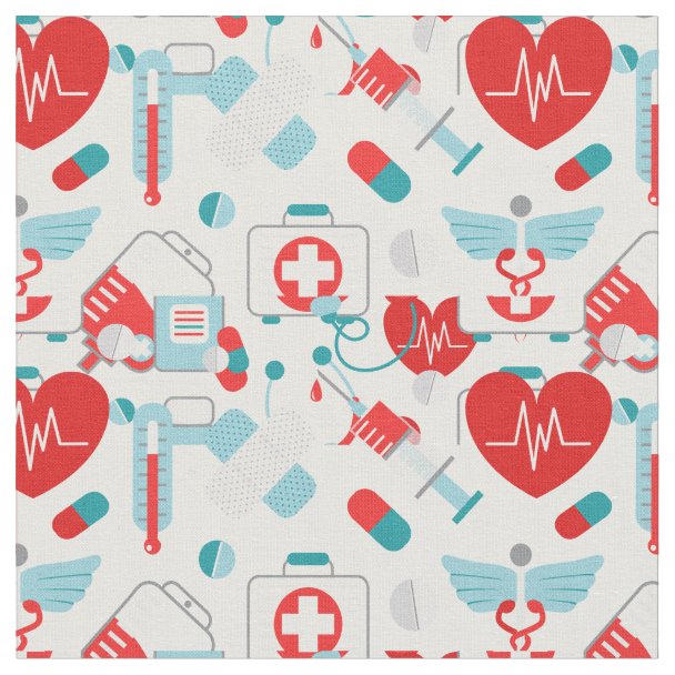 Nurse Doctor Medical Pattern Fabric | Zazzle