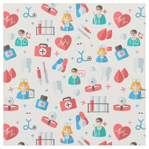 Nurse Doctor Medical Pattern Fabric | Zazzle