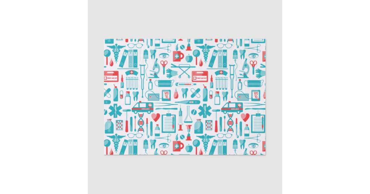 Nurse Doctor Staff Medical Equipment Pattern Tissue Paper | Zazzle