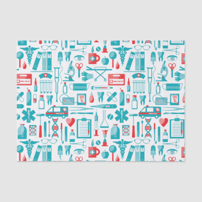 Nurse Doctor Staff Medical Equipment Pattern Tissue Paper | Zazzle