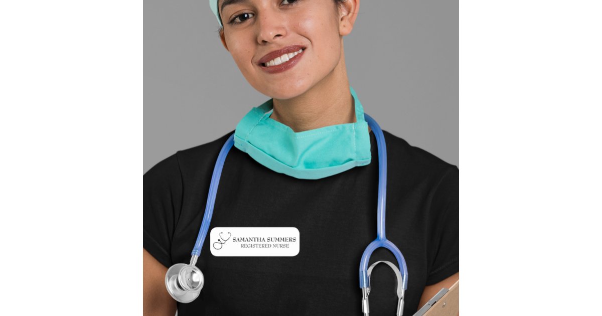Nurse Doctor Stethoscope Medical RN Name Tag | Zazzle