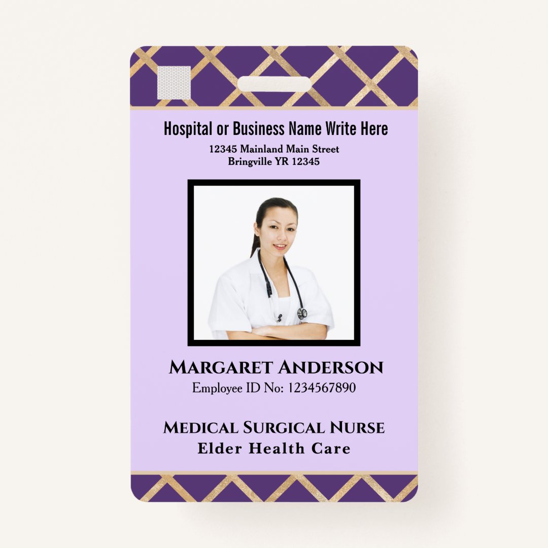 Nurse Employee ID Identification Card Custom Badge | Zazzle
