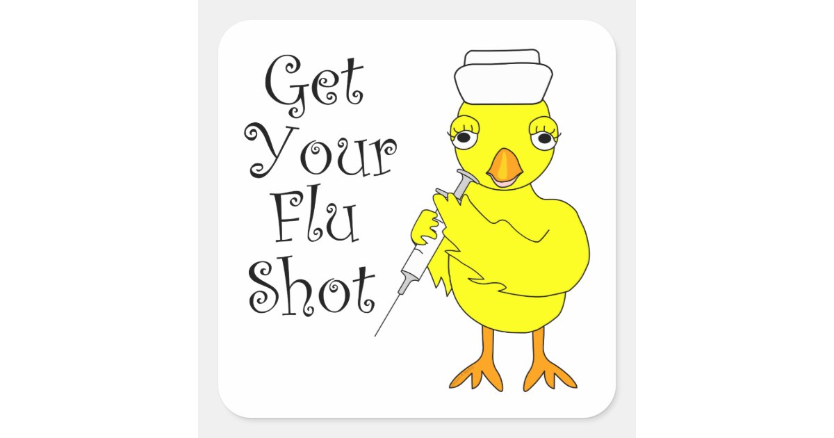 Nurse Flu Shot Chick Square Sticker | Zazzle