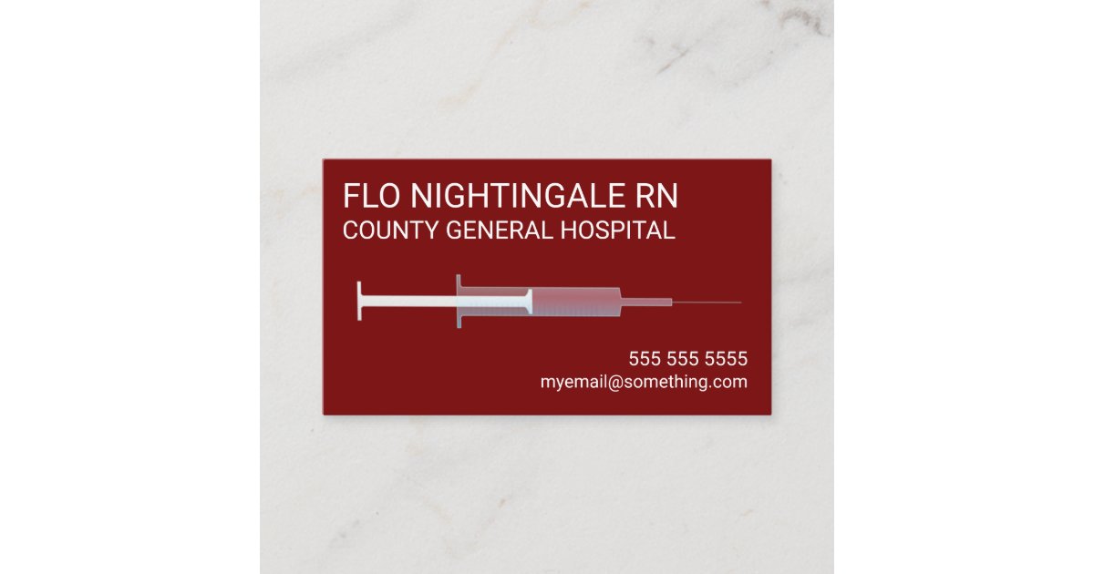 Nurse Flu Shot Red Business Card | Zazzle