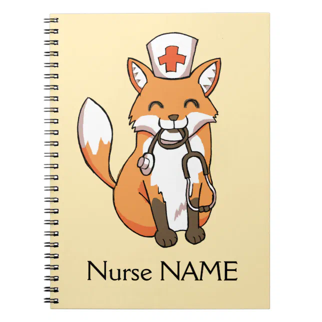 Nurse Fox Drawing Cute Personalized Note Book | Zazzle