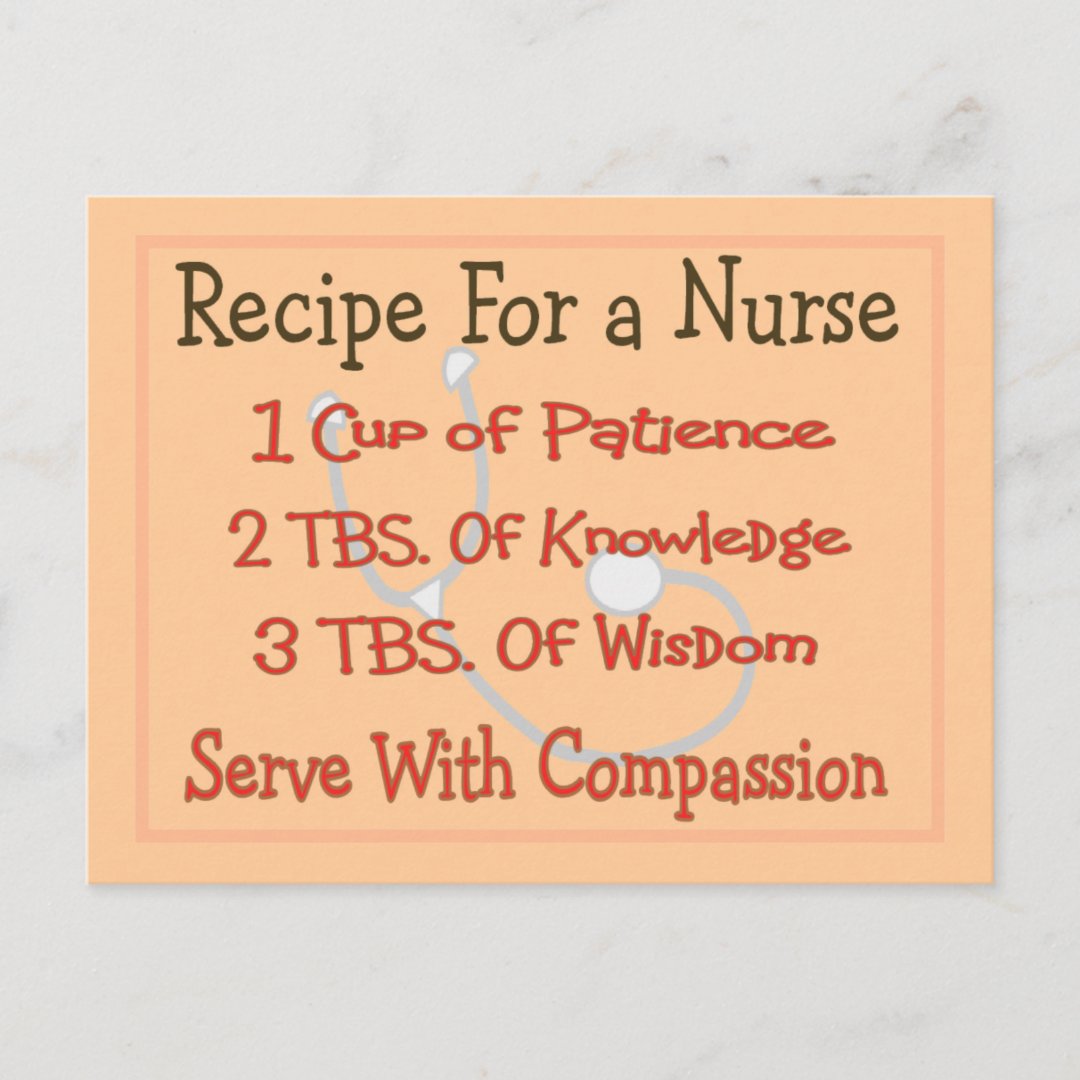 Nurse Gifts "Recipe For a Nurse" Postcard | Zazzle