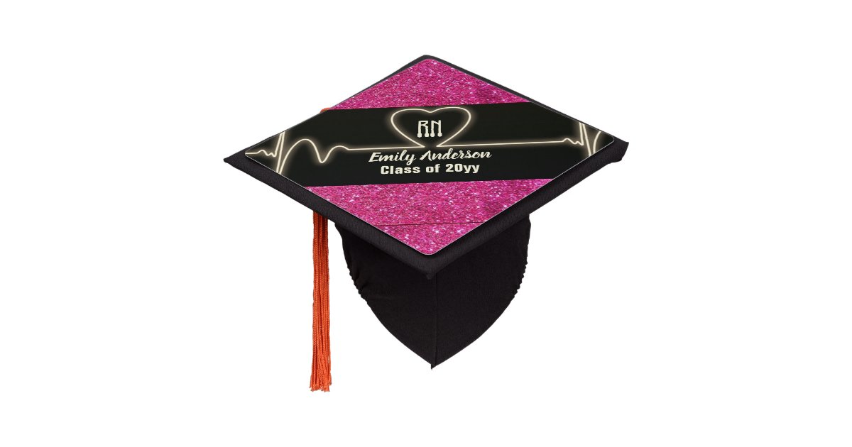 NURSE Graduate Pink Gold Glitter Personalized Fun Graduation Cap Topper ...