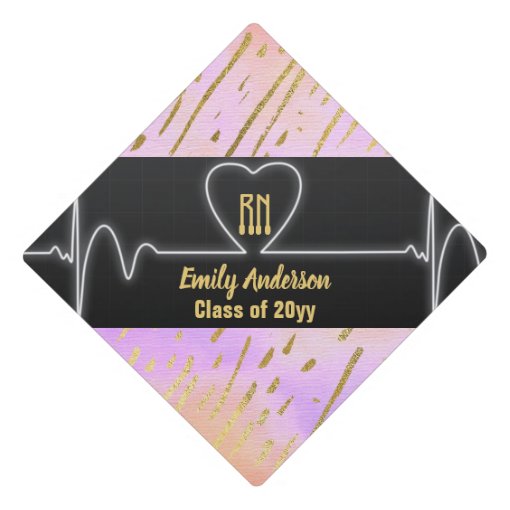 NURSE Graduate Pink Gold Glitter Personalized Fun Graduation Cap Topper ...