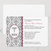Nurse Graduation BSN RN CUSTOMIZABLE black pink Invitation | Zazzle