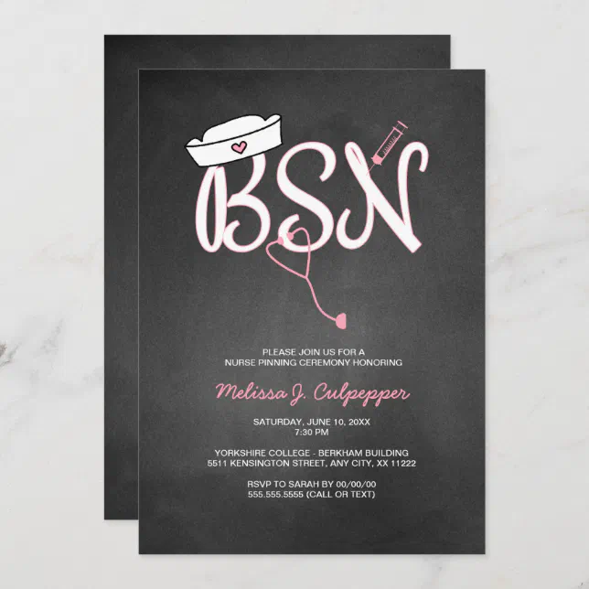 Nurse graduation invitation, bsn pinning ceremony invitation | Zazzle