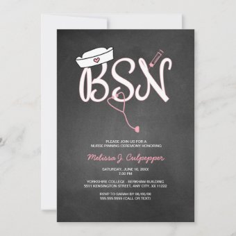Nurse graduation invitation, bsn pinning ceremony invitation | Zazzle
