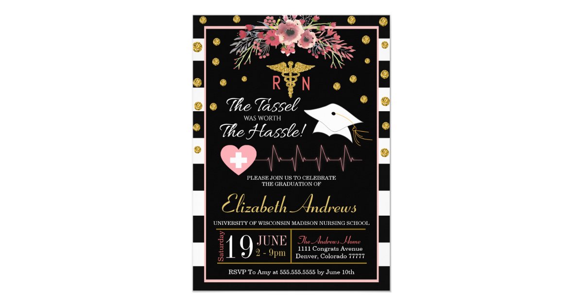 Nurse Graduation Invitation - Floral | Zazzle.com