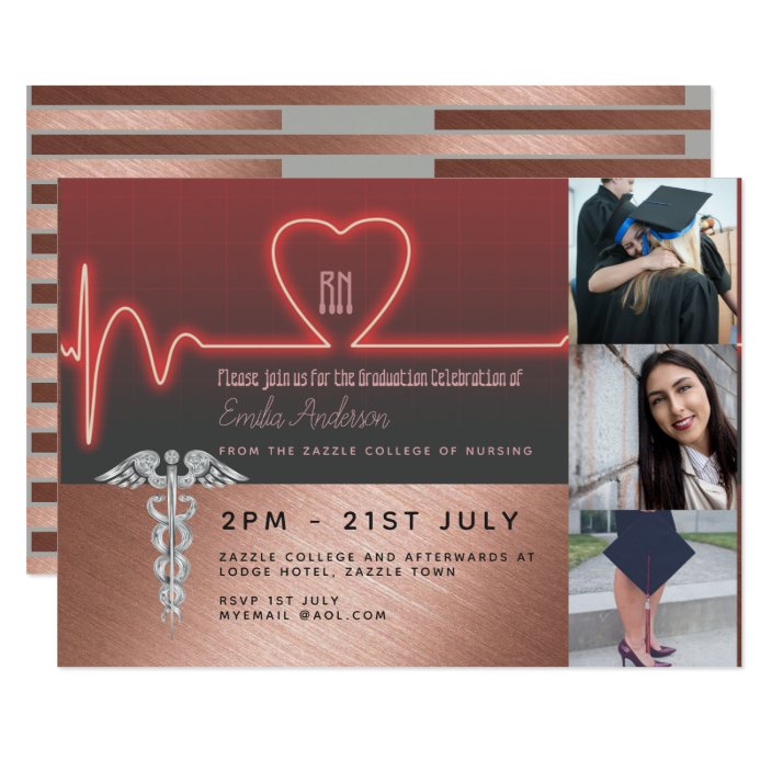 Nurse Graduation Invitation - PHOTO RN Rose Gold | Zazzle.com