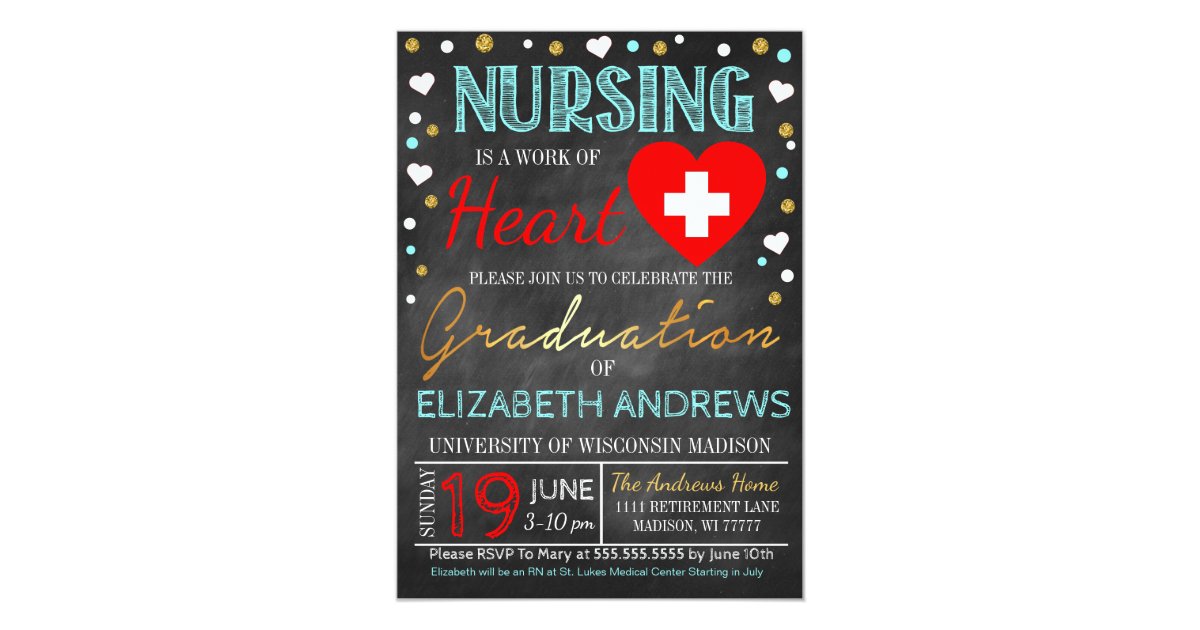 Nurse Graduation Invitation Work of heart | Zazzle.com