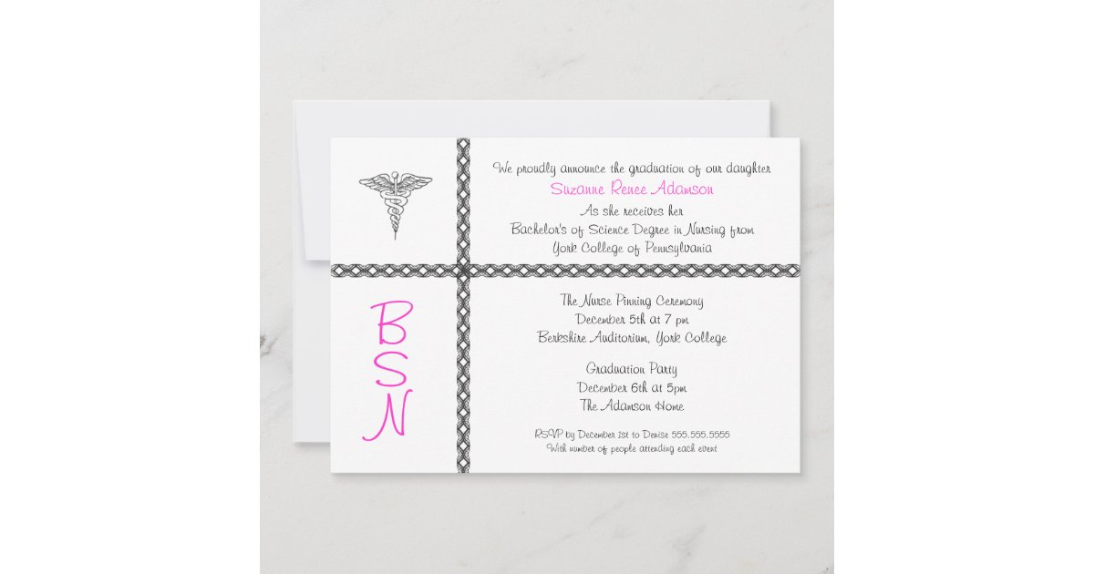 Nurse Graduation Invite BSN LPN RN CUSTOMIZABLE | Zazzle