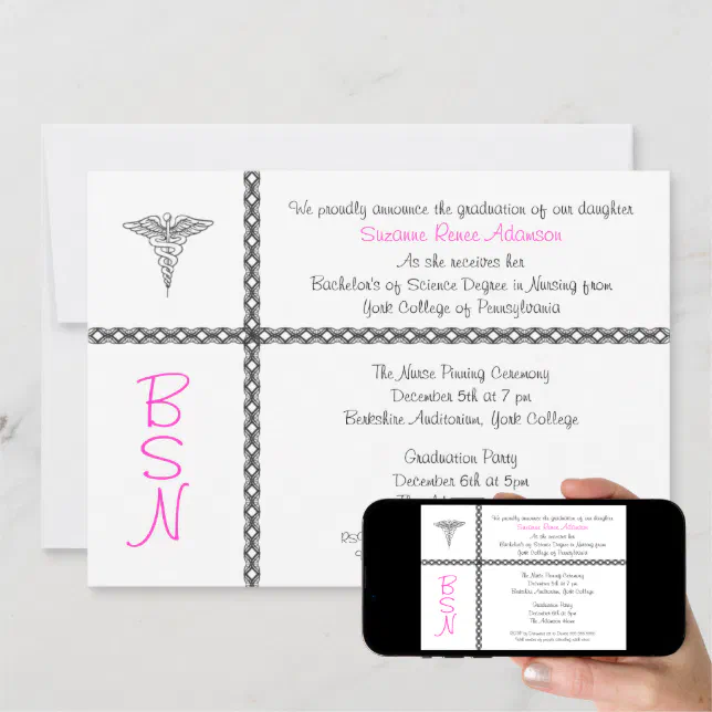 Nurse Graduation Invite BSN LPN RN CUSTOMIZABLE | Zazzle