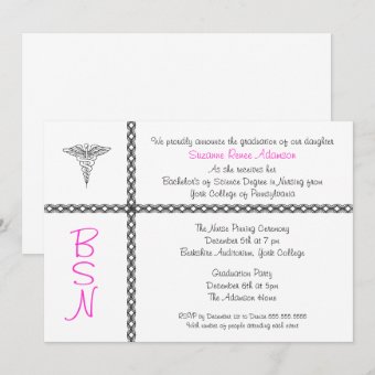 Nurse Graduation Invite BSN LPN RN CUSTOMIZABLE | Zazzle