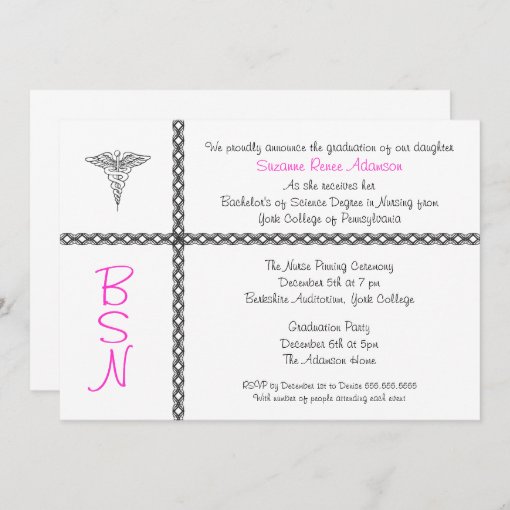 Nurse Graduation Invite BSN LPN RN CUSTOMIZABLE | Zazzle