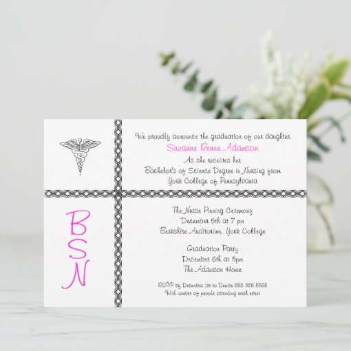 Nurse Graduation Invite BSN LPN RN CUSTOMIZABLE | Zazzle