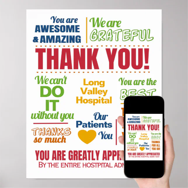 Nurse Hospital Staff Appreciation Business Poster | Zazzle
