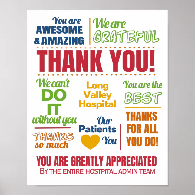 Nurse Hospital Staff Appreciation Business Poster | Zazzle