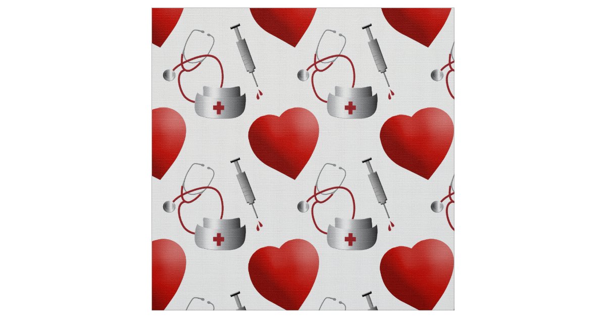 Nurse Icons with Heart Fabric | Zazzle