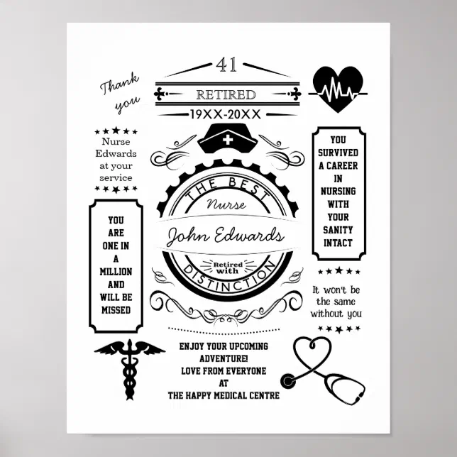 nurse long service leaving Retirement medical Poster | Zazzle