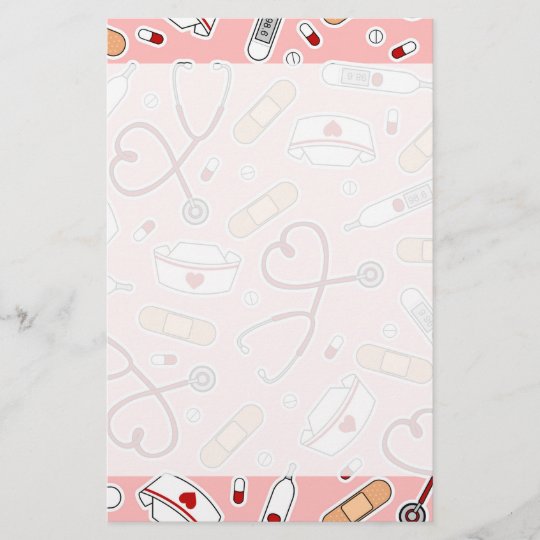 Nurse Love Print Pink Background Stationery | Zazzle.com