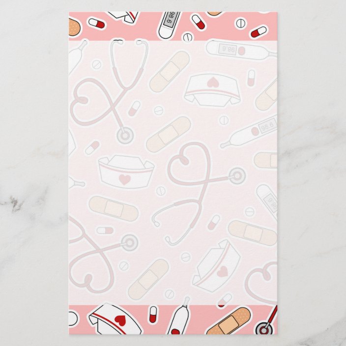 Nurse Love Print Pink Background Stationery | Zazzle.com