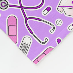Nurse Love Print Purple Background Fleece Blanket | Zazzle