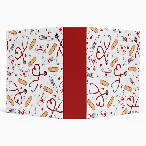 Nurse Love Print White Background 3 Ring Binder | Zazzle