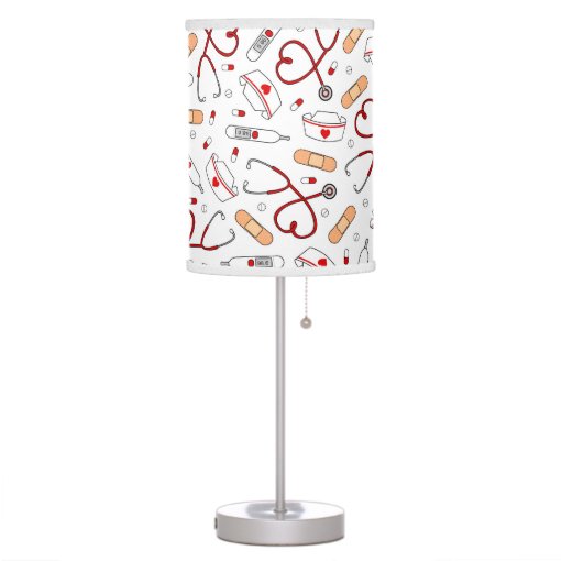 Nurse Love Print White Background Table Lamp | Zazzle
