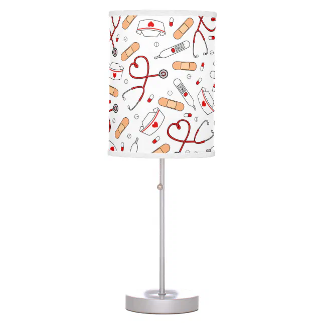 Nurse Love Print White Background Table Lamp | Zazzle