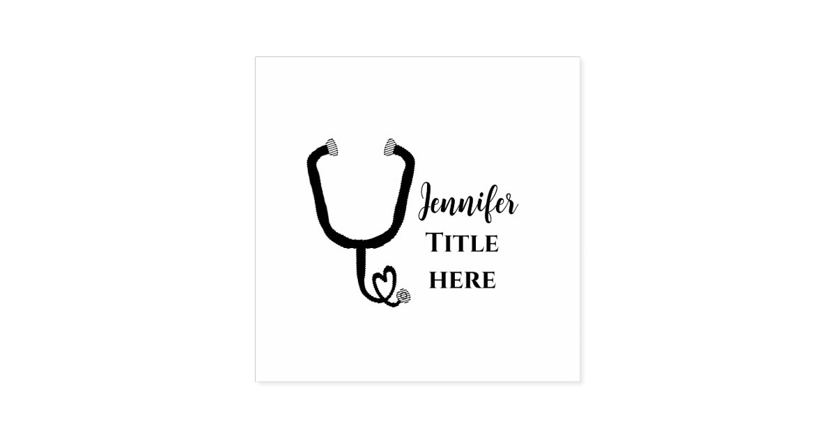 Nurse medical doctor red plus stethoscope add name self-inking stamp ...