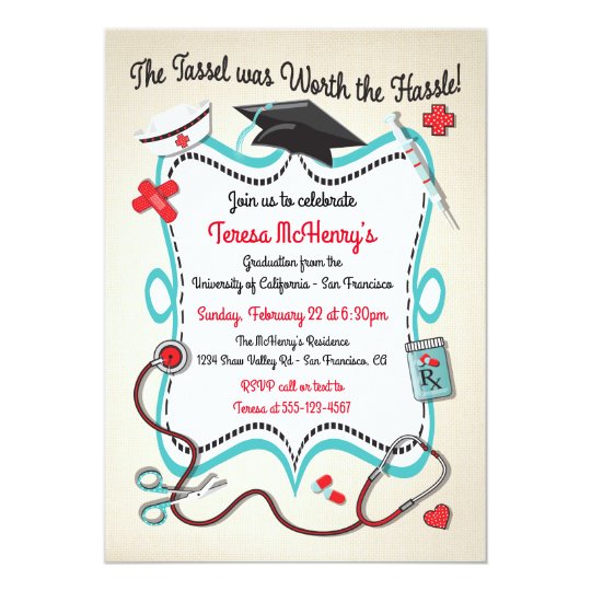 Nurse Medical Graduation Invitation with icons | Zazzle.com