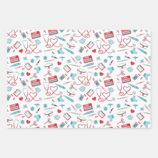 Nurse Medical Icons Health care Wrapping Paper Sheets | Zazzle