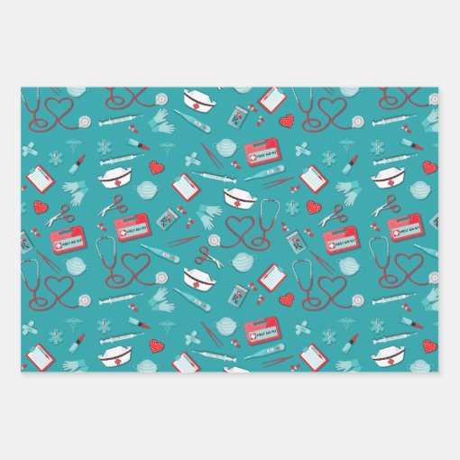 Nurse Medical Icons Health care Wrapping Paper Sheets | Zazzle