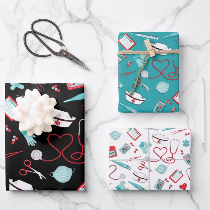 Nurse Medical Icons Health care Wrapping Paper Sheets | Zazzle.com